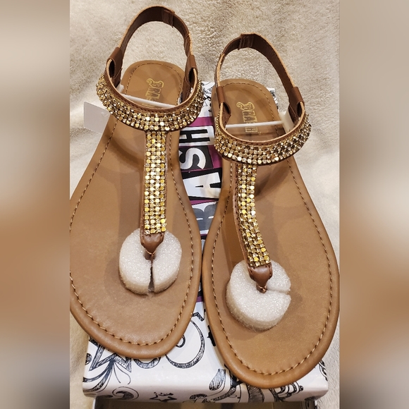 Brash | Shoes | Nwt Brash Jeweled Embellished Slingback Flat Sandals ...